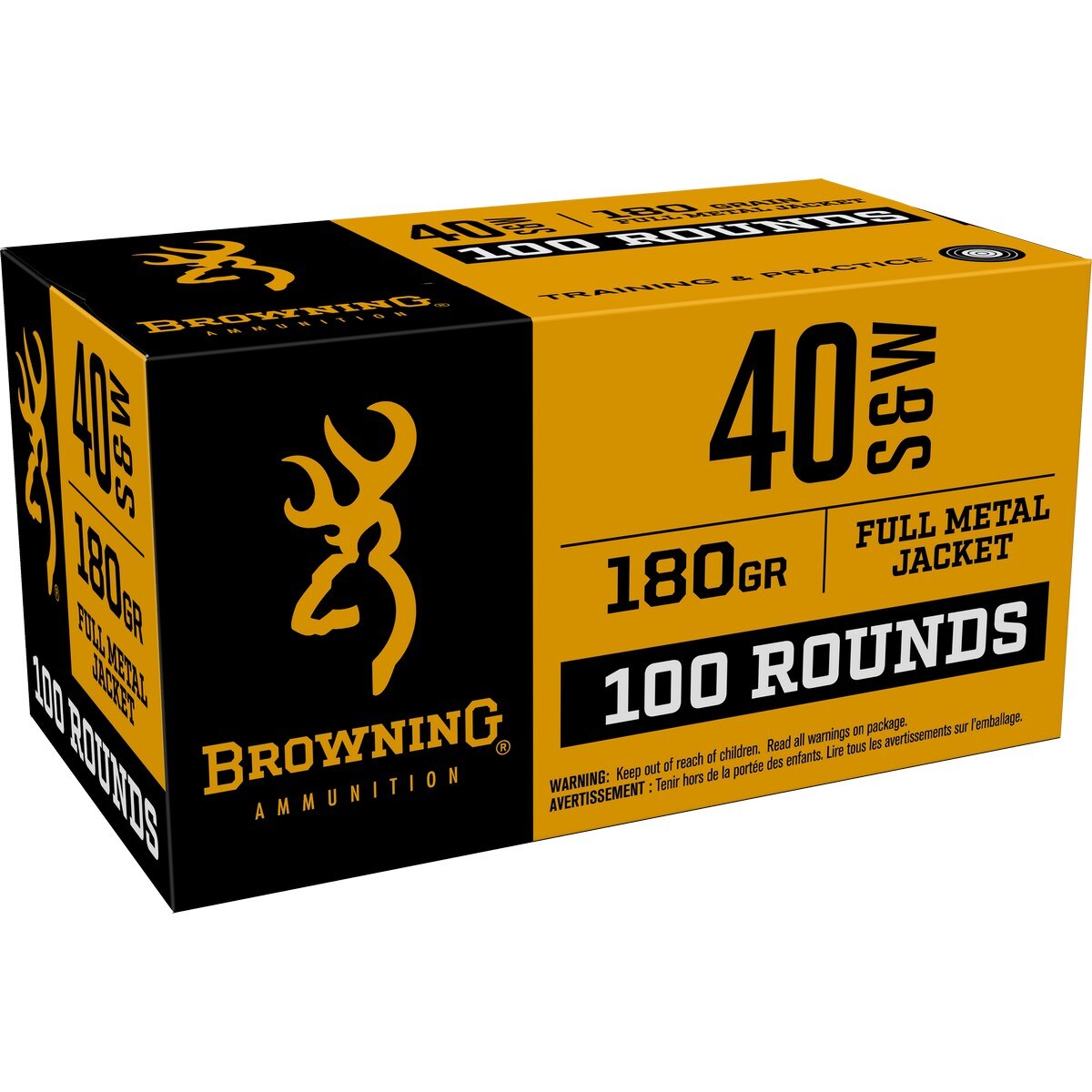 Browning Training & Practice 40 S & W 180 Gr Full Metal Jacket 100 Rd ...